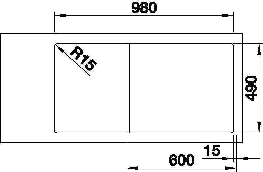 Granitový dřez Blanco AXIA III 6 S InFino šedá skála dřez vpravo + skleněná krájecí deska, odkap. nerezová miska a excentr 523473