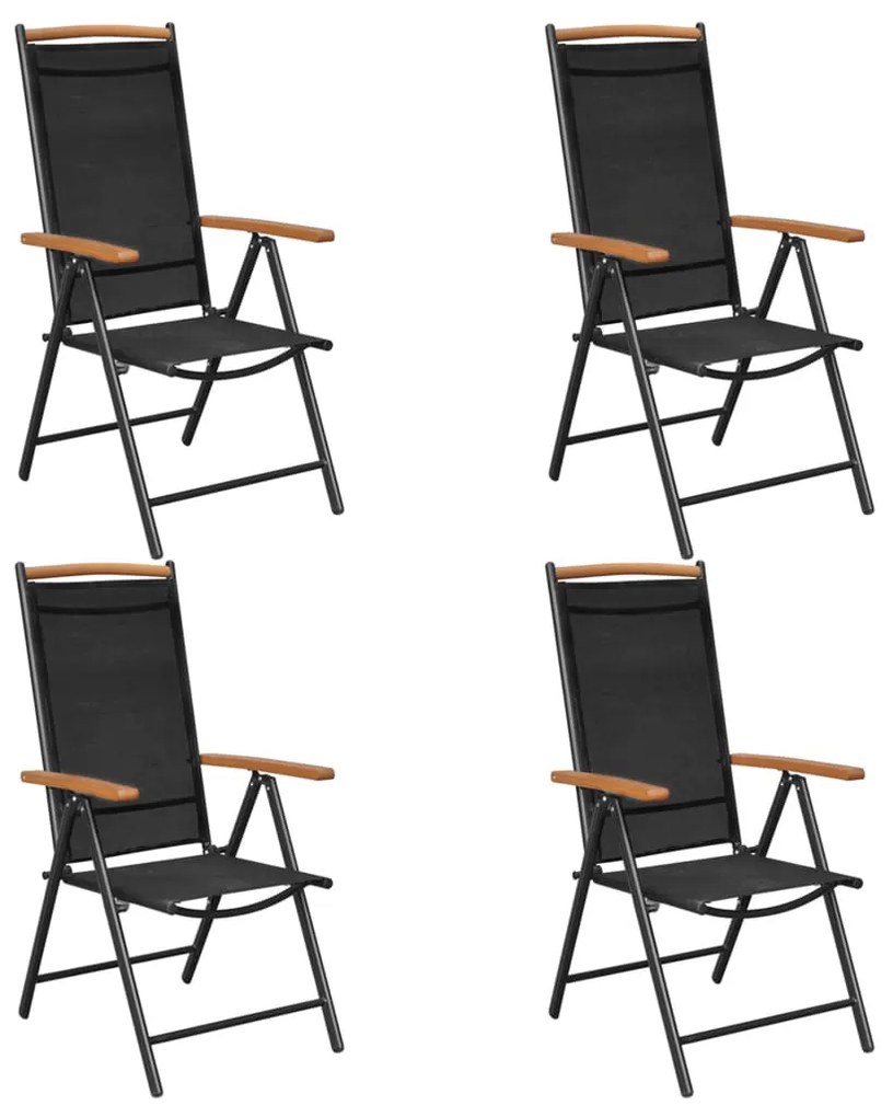41733 vidaXL Skládací zahradní židle 4 ks hliník a textilen černé
