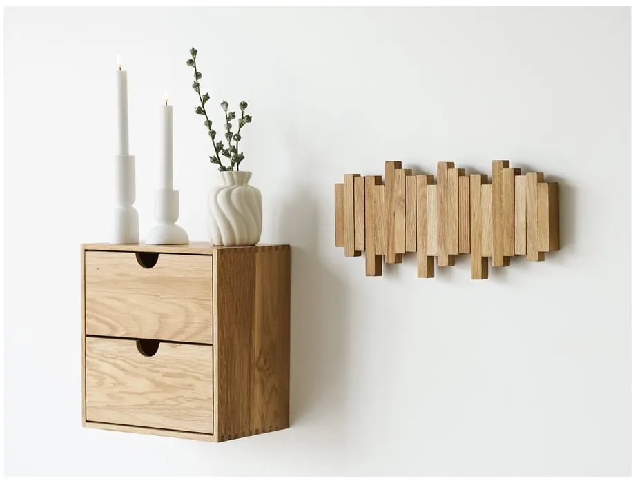 Nástěnný věšák z dubového dřeva v přírodní barvě 3 cm Caltra – House Nordic