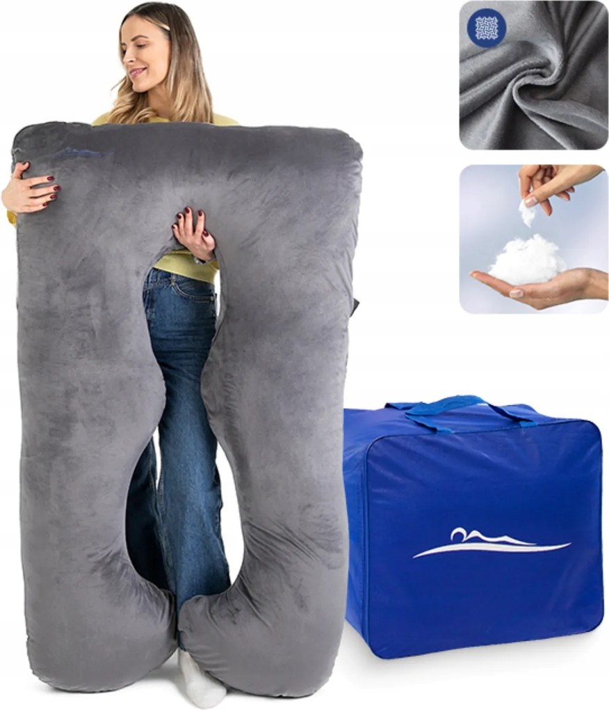 Premium Ergonomický polštář 100x150cm s potahem z mikrovlákna a taškou