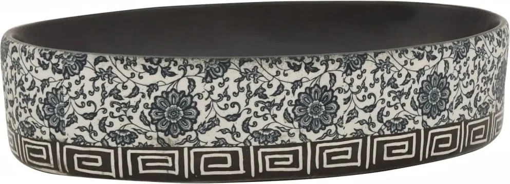 Umyvadlo na desku černé a modré ovál 56,5x36,5x13,5 cm keramika 155114
