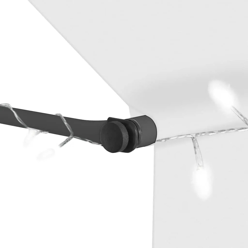 Ručně zatahovací markýza s LED světlem 150 cm krémová 145870
