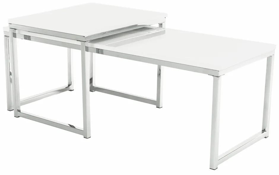 TEMPO Konferenční stolky, set 2 ks, bílá extra vysoký lesk, ENISA TYP 2