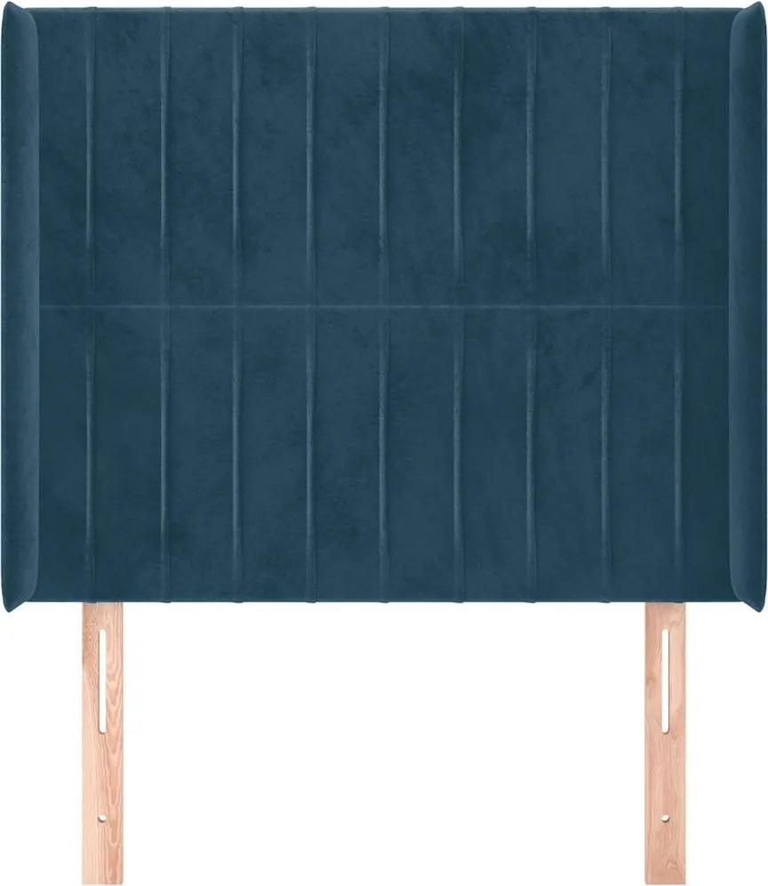 Čelo postele typu ušák tmavě modrá 83x16x118/128 cm samet 3119852