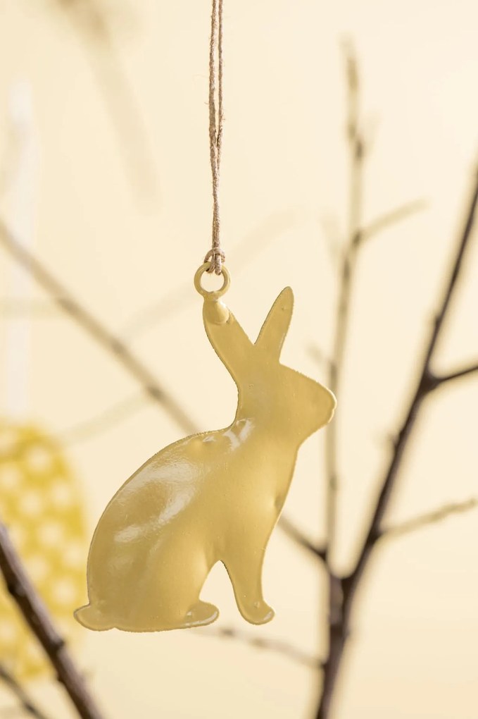 IB LAURSEN Kovová velikonoční ozdoba Bunny/Rooster Wheat Straw Kohout, žlutá barva, kov