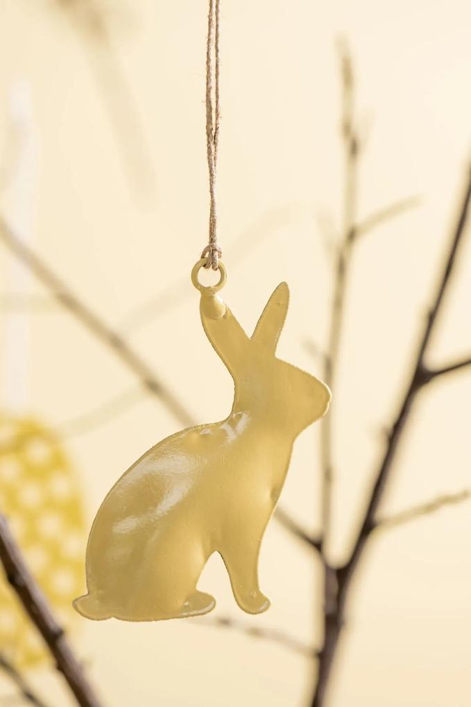 IB LAURSEN Kovová velikonoční ozdoba Bunny/Rooster Wheat Straw Zajíc, žlutá barva, kov