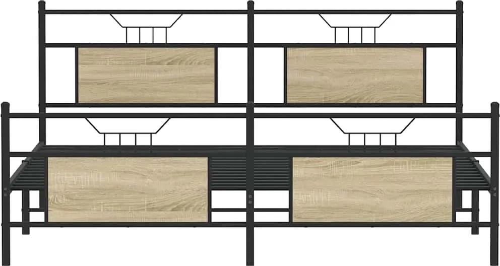 Kovový rám postele bez matrace dub sonoma 183 x 213 cm 3325099