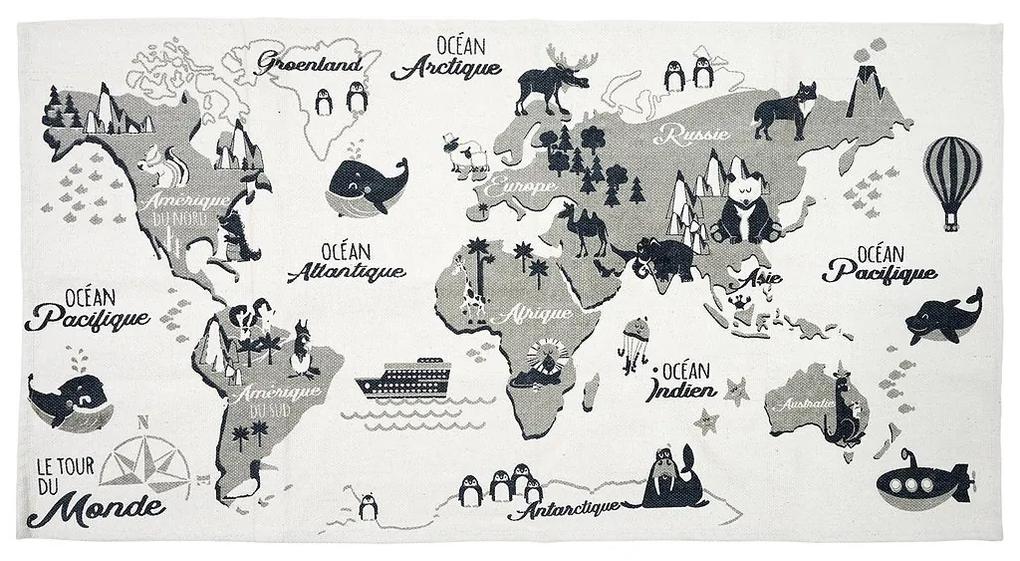 Dětský koberec mapa světa šedý 140 x 70 cm | BIANO