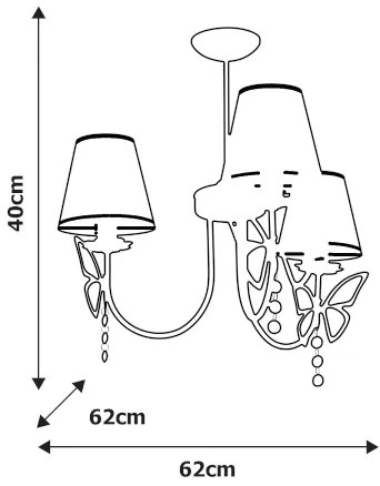 Dětský lustr na tyči CHARLOTTE 3xE14/40W/230V