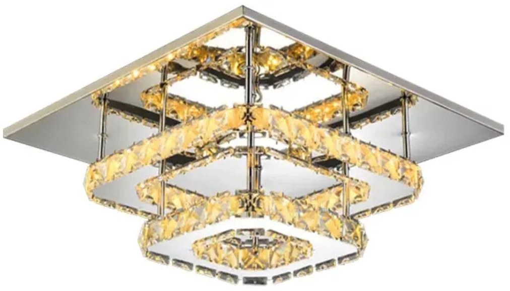 Toolight Křišťálová stropní lampa Plafond LED 24W čtvercová APP409-C APP410-C Varianta: Teplá bílá 3000K