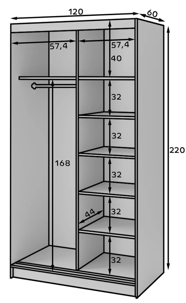 Eltap Šatní skříň Biancco II se zrcadlem