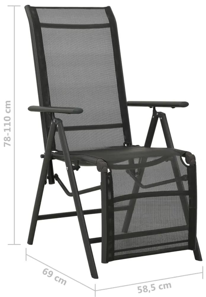 Polohovací zahradní židle 2 ks textilen a hliník černé,  312195
