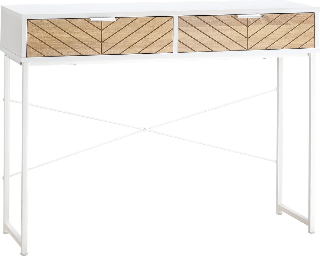 HOMCOM Úzký konzolový stolek do předsíně s 2 zásuvkami, design s vyřezávanými liniemi, moderní styl pro chodbu, obývací pokoj a ložnici 100x30x75 cm b