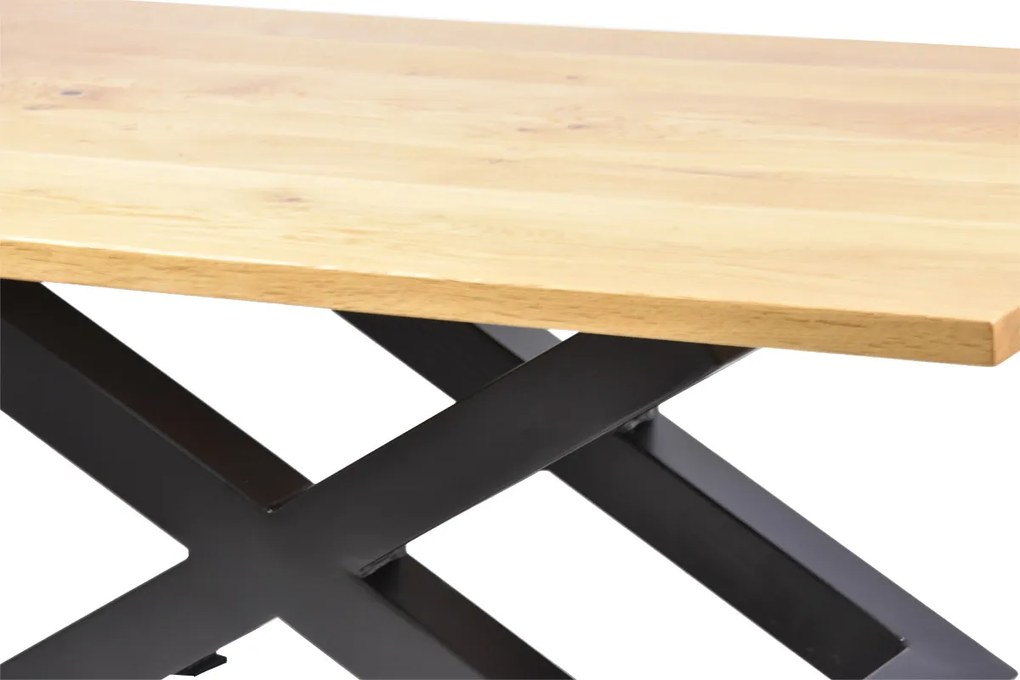 Vingo Konferenční stolek z masivního dubu s kovovým podnožím