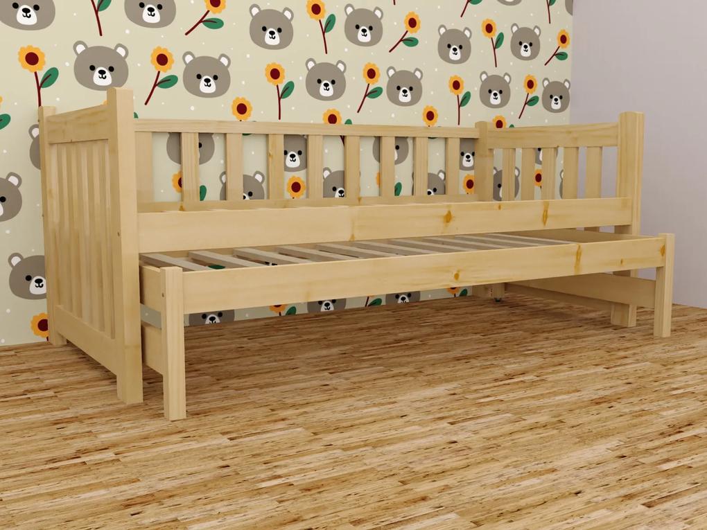 Vomaks Dětská postel s výsuvnou přistýlkou DPV 002 Rozměr: 80 x 200 cm, Barva: bezbarvý lak