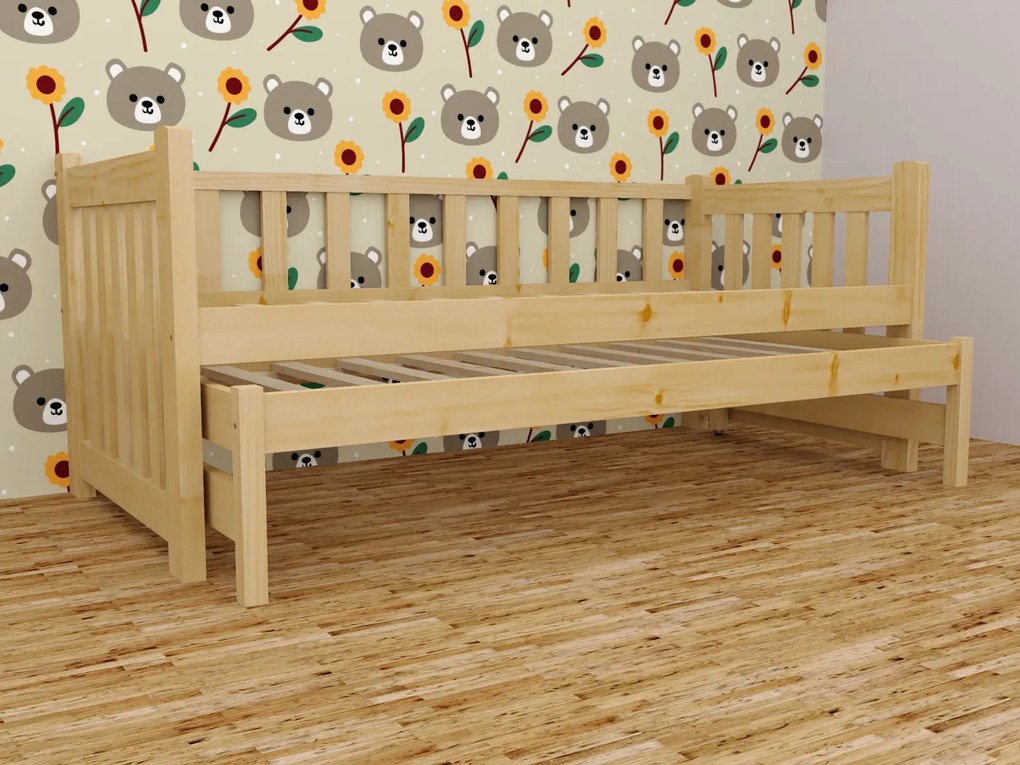 Vomaks Dětská postel s výsuvnou přistýlkou DPV 002 Rozměr: 80 x 200 cm, Barva: surové dřevo