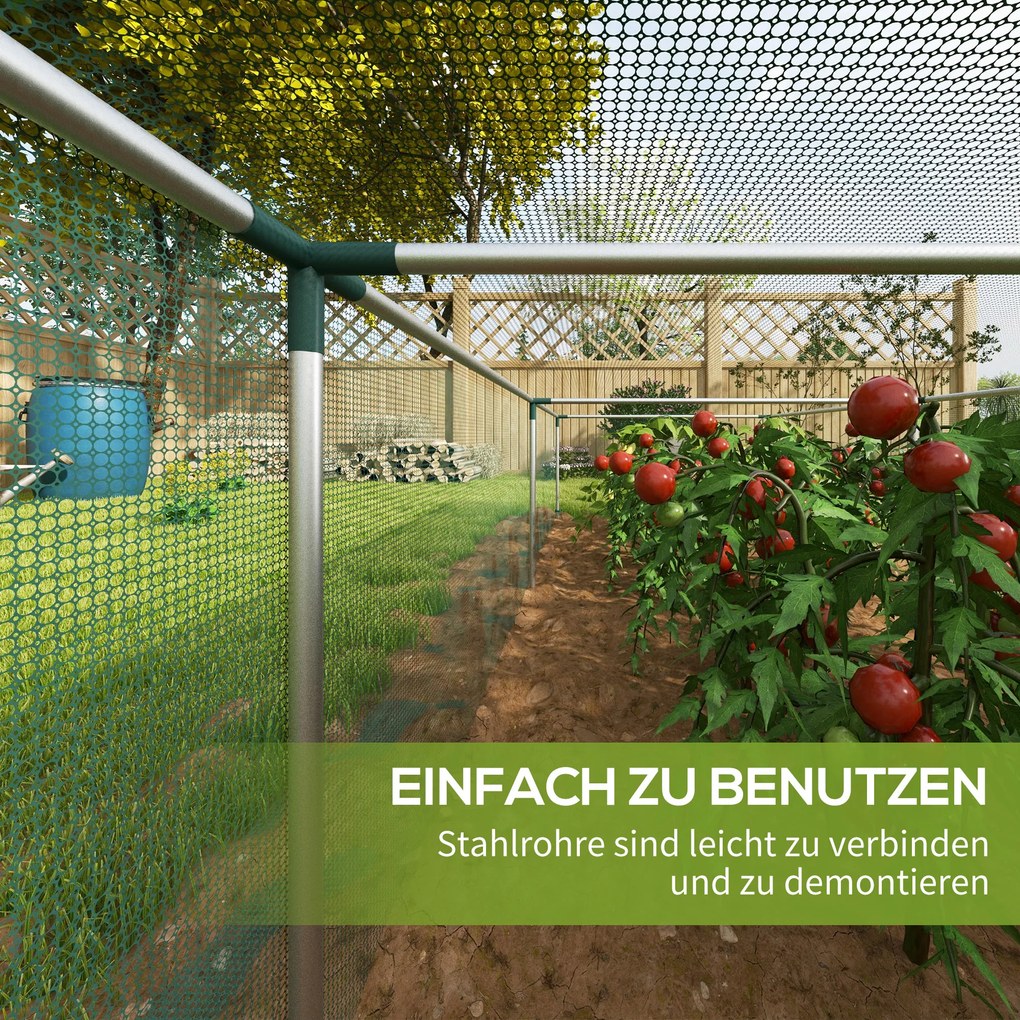 Outsunny stan na ochranu rostlin 1,25 x 3,73 m s dveřmi na zip, větruodolná síť proti hmyzu pro zeleninu a rostliny, síť proti škůdcům