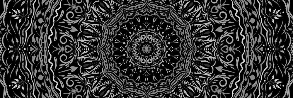 Obraz Mandala ve vintage stylu v černobílém provedení