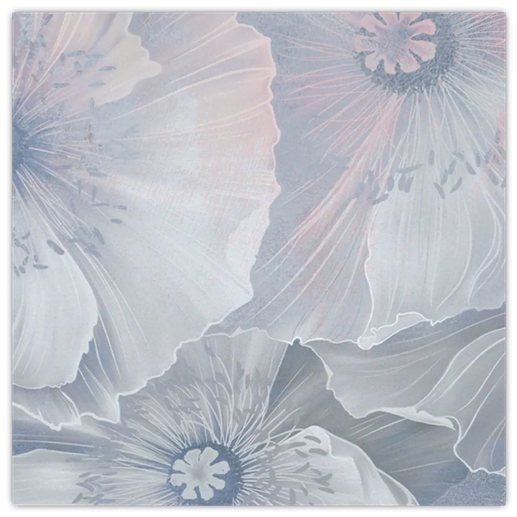 Obraz - Modré květy na zdi (30x30 cm)