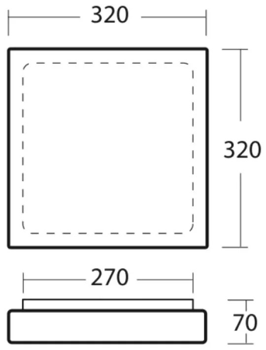 Osmont Libra 1, stropní čtvercové svítidlo ze skla, 19W LED 3000K, 32x32cm, IP44