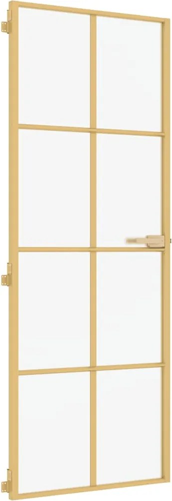 Interiérové dveře úzké zlaté 76x201,5 cm tvrzené sklo a hliník 155144