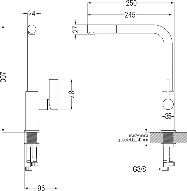 Mexen Kevin, 1-komorový granitový dřez 586x458x190 mm a dřezová baterie Flora, šedá, 6517-71-670401-57-G