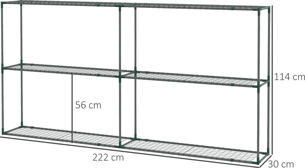 Stojan na rostliny Outsunny, květinový regál se 3 patry, stojan na rostliny, květinový stojan pro zahradu, balkon, ocel, tmavě zelený, 222 x 30 x 114…