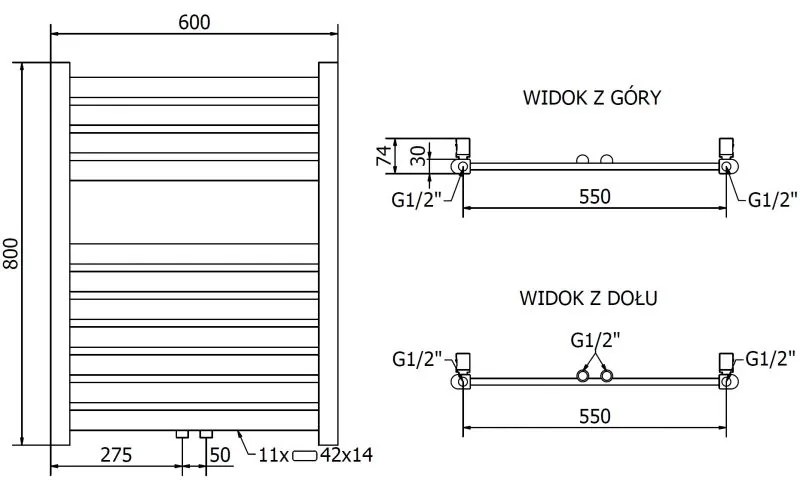 Mexen Uran, elektrické topné těleso 800x600 mm + topná tyč 300 W, zlatá lesklá, W105-0800-600-2300-50