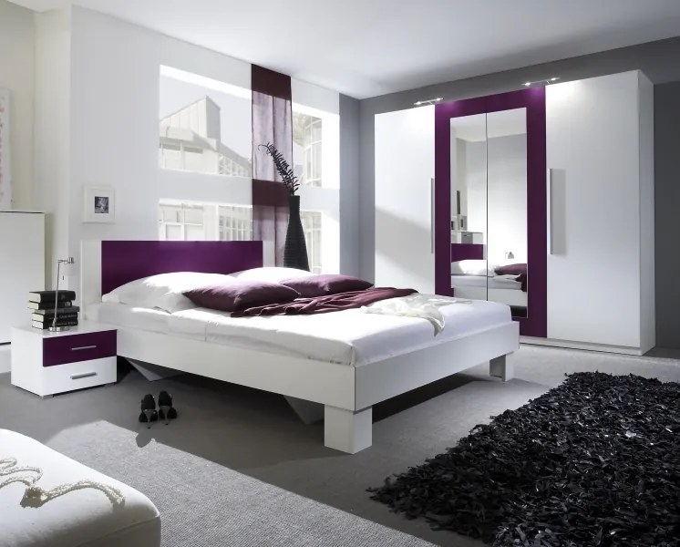Nábytek Elegance Ložnice VERA D bílá/lila s postelí 160x200 LTD lamino