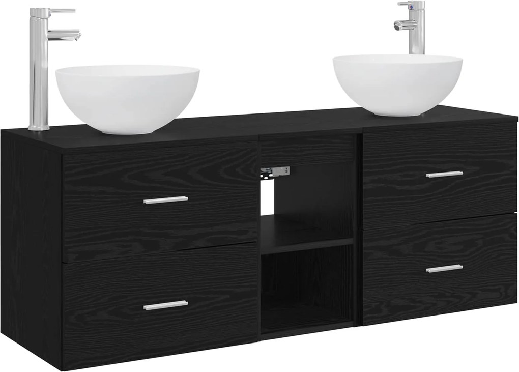 Sada koupelnových skříněk 3 ks Černý dub 49,5 x 35 x 63 cm 3405788