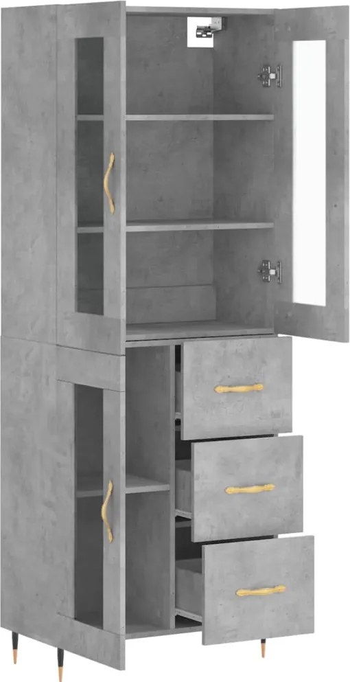 Skříň highboard betonově šedá 69,5x34x180 cm kompozitní dřevo 3198581