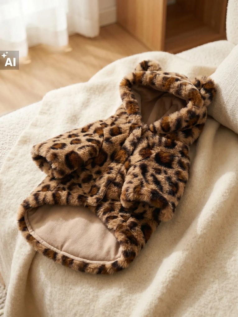 Sinsay - Obleček pro psa s kapucí v leopardím vzoru - hnědá