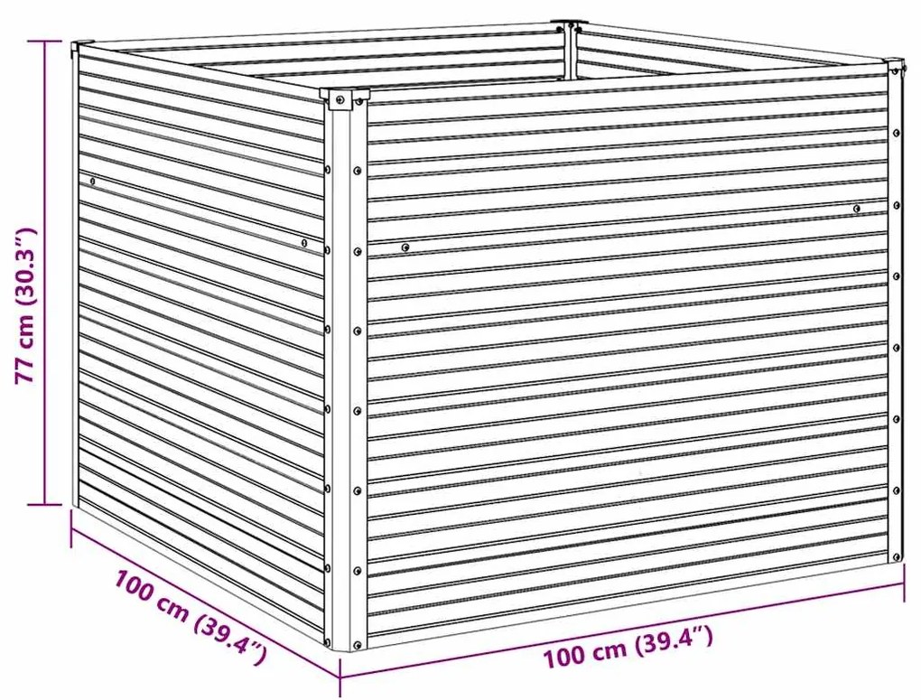 vidaXL Marketos Vyvýšený záhon antracitový 100 x 100 x 77 cm pozinkovaná ocel