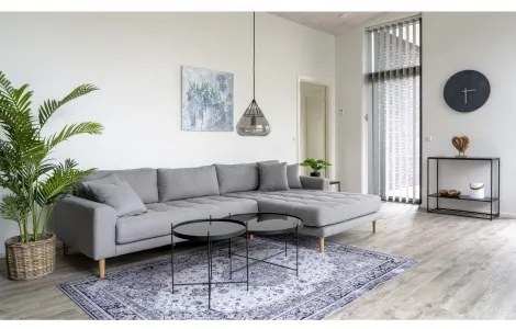 Rohová pohovka LIDO 290 cm,polyester světle šedý, pravý roh House Nordic 1301181P