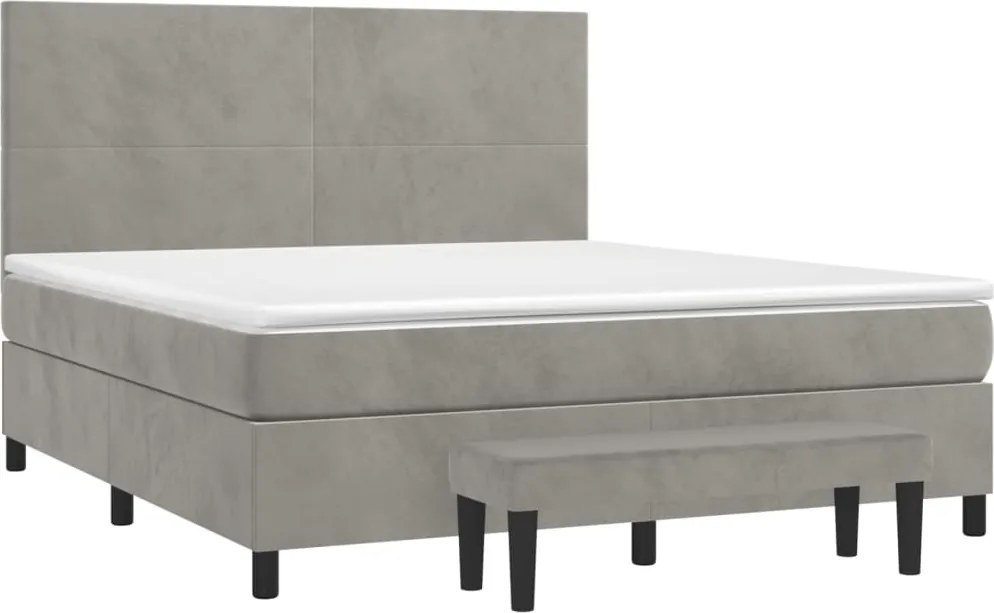 Box spring postel s matrací světle šedá 160x200 cm samet 3137731