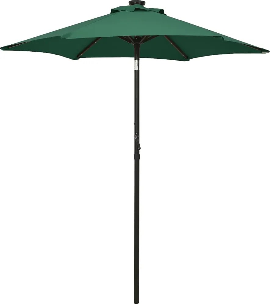 Zahradní slunečník s LED osvětlením zelený 200 x 211 cm hliník 313558