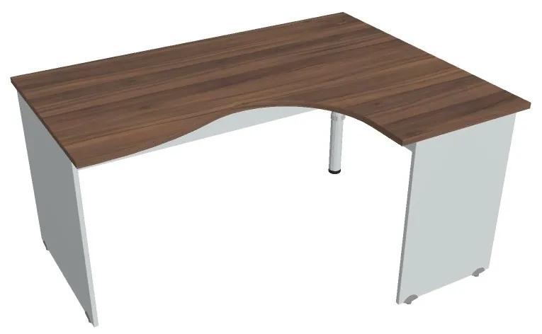 Stůl ergo levý 160*120 cm - Hobis Gate GE 2005 L Dekor stolové desky: ořech, Dekor lamino podnože: šedá, Barva nohy: stříbrná
