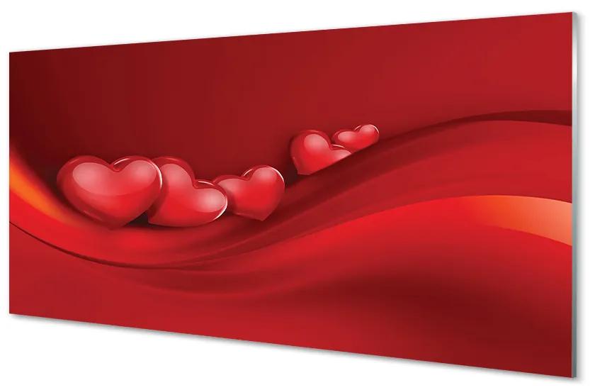 Obraz na skle Červené srdce pozadí 100x50 cm