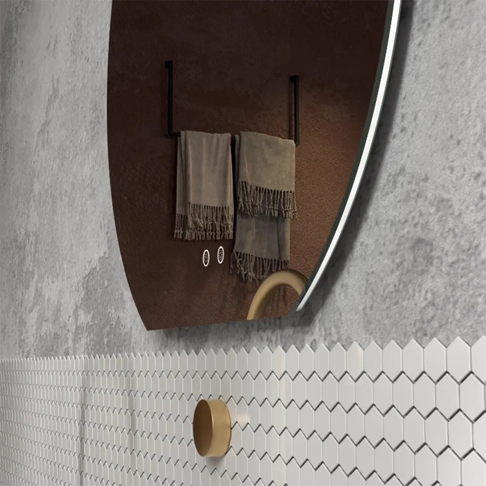 Mereo, Mereo Zrcadlo kulaté s rovnou hranou 800x740 mm, ambientní LED osvětlení a odmlžování, MER-CN185
