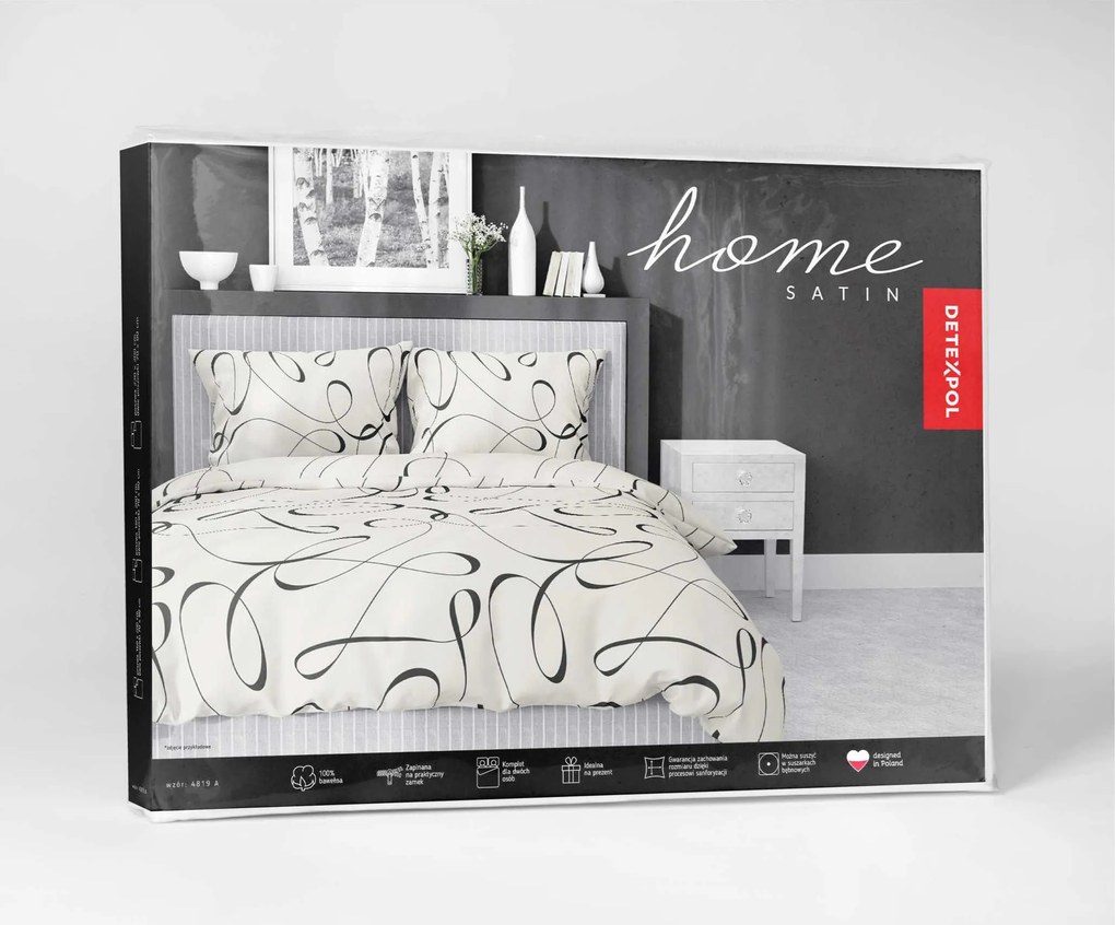 Detexpol Saténové povlečení 180x200 Esy floresy beige 4819 A Home Satén 58