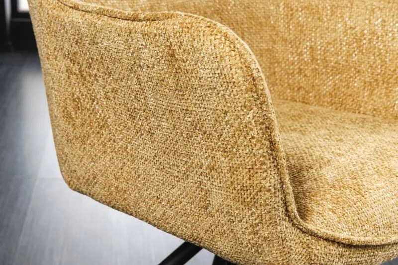 Designová otočná židle Rahiq hořčicová