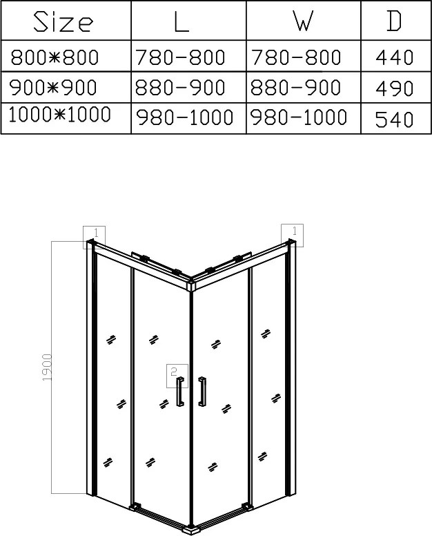BPS-koupelny Čtvercový sprchový kout HYD-SK90B 90x90 chrom/transparent - bez vaničky