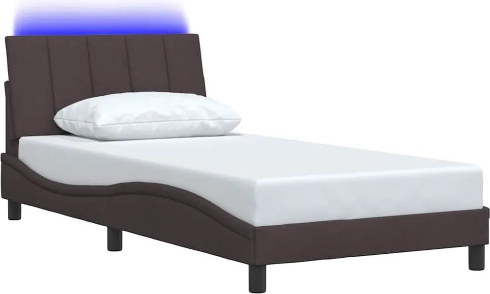 Rám postele bez matrace Hanko tmavě hnědá 100 x 200 cm textil 3310443