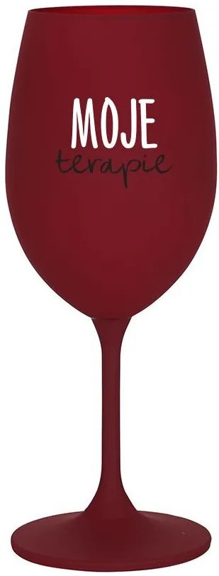 MOJE TERAPIE - bordo vtipná sklenička na víno 350 ml