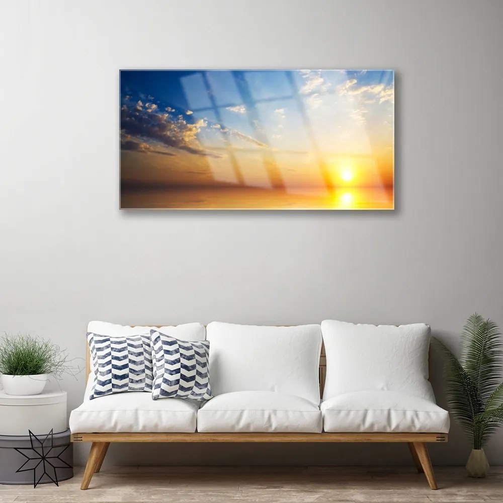 Obraz na skle Východ Mraky Krajina 125x50 cm