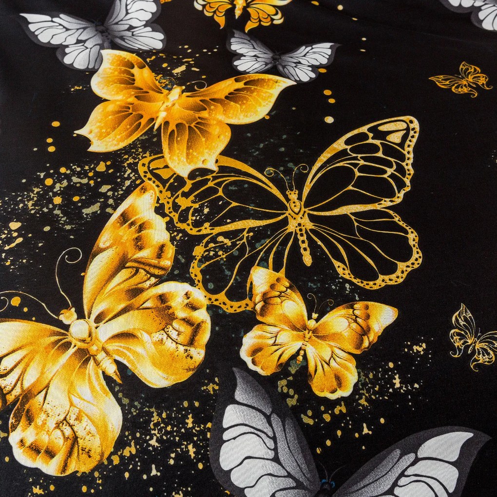 Povlak na polštář z mikrovlákna GOLD BUTTERFLY 50x70 cm, černý