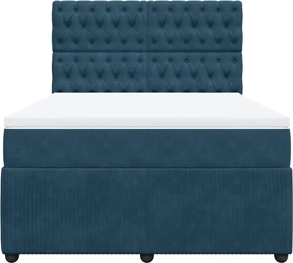 Box spring postel s matrací tmavě modrá 140x190 cm samet 3292344