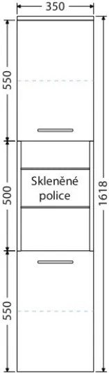 Intedoor vysoká skříň,2 dveře,otevřená police, UNI SV 162/35 2D OP L/P Varianta: A3416 Bílá MAT