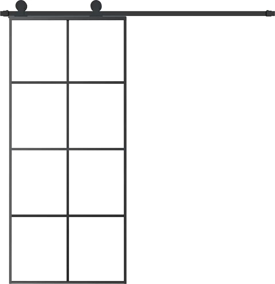 Posuvné dveře s kováním 90x205 cm ESG sklo a hliník 3152142