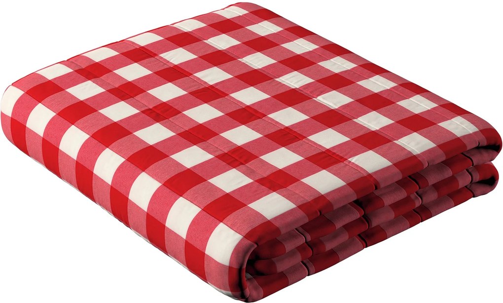Přehoz s podélným prošitím barva červená látka vzorované